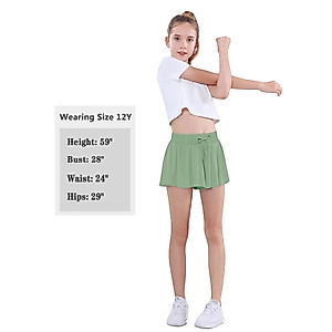 EXARUS 3 Pack Girls Butterfly Shorts Flowy Athletic Dance Cheer Running 2 in 1 Preppy Tennis Flutter Gym Kids Activewear Green Blue Orange 8Y