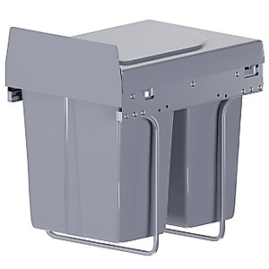 JOWBOOW Dual Pull-Out Trash Can Under Cabinet 42 Quart 10.6 Gallon - Garbage Can Pull Out Under Sink with Lid, Slide Out Waste Bin Under Counter Soft-Close, Capacity, Durable & Easy Install