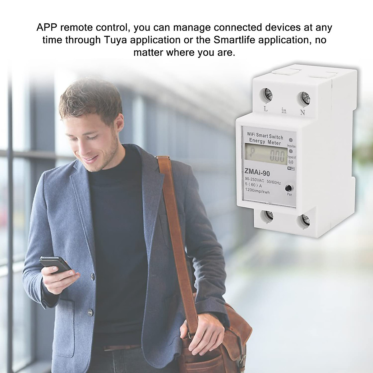 Splenssy Single-Phase Din Rail WiFi Intelligent Energy Meter Power Consumption Kwh Meter Wattmeter Support Smartlife/Tuya APP Control Compatible with Alexa and Google Home