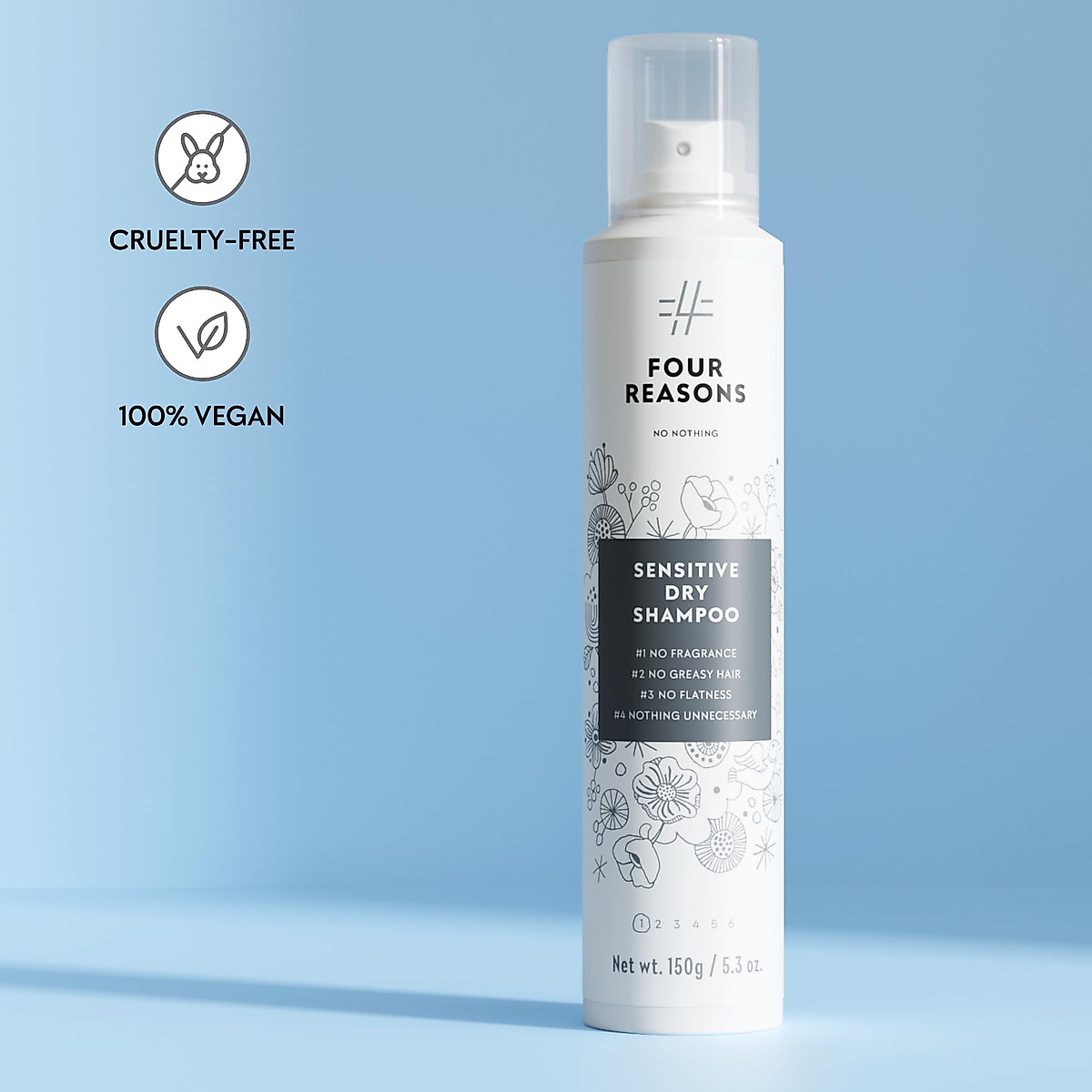 No nothing Dry Shampoo for Women - Waterless Unscented Dry Shampoo for Dark, Blonde, Oily Hair. Hypoallergenic, Fragrance free for Sensitive Scalps 5.3oz