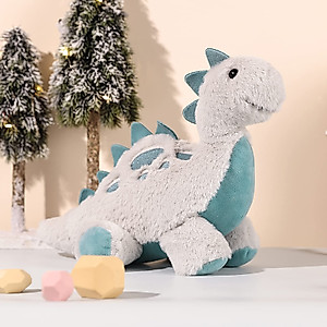 TCBunny Baby Dinosaur Bedtime Stuffed Animal Plush Toy 15", Stephan(Stegosaurus-Grey)