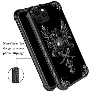ZHEGAILIAN Case Compatible with iPhone 12,Diamond Skull Pattern Anti-Scratch 12 Pro Cases for Girls Women,Four Corners Desgin Shockproof Case for 12/12 Pro 6.1-inch