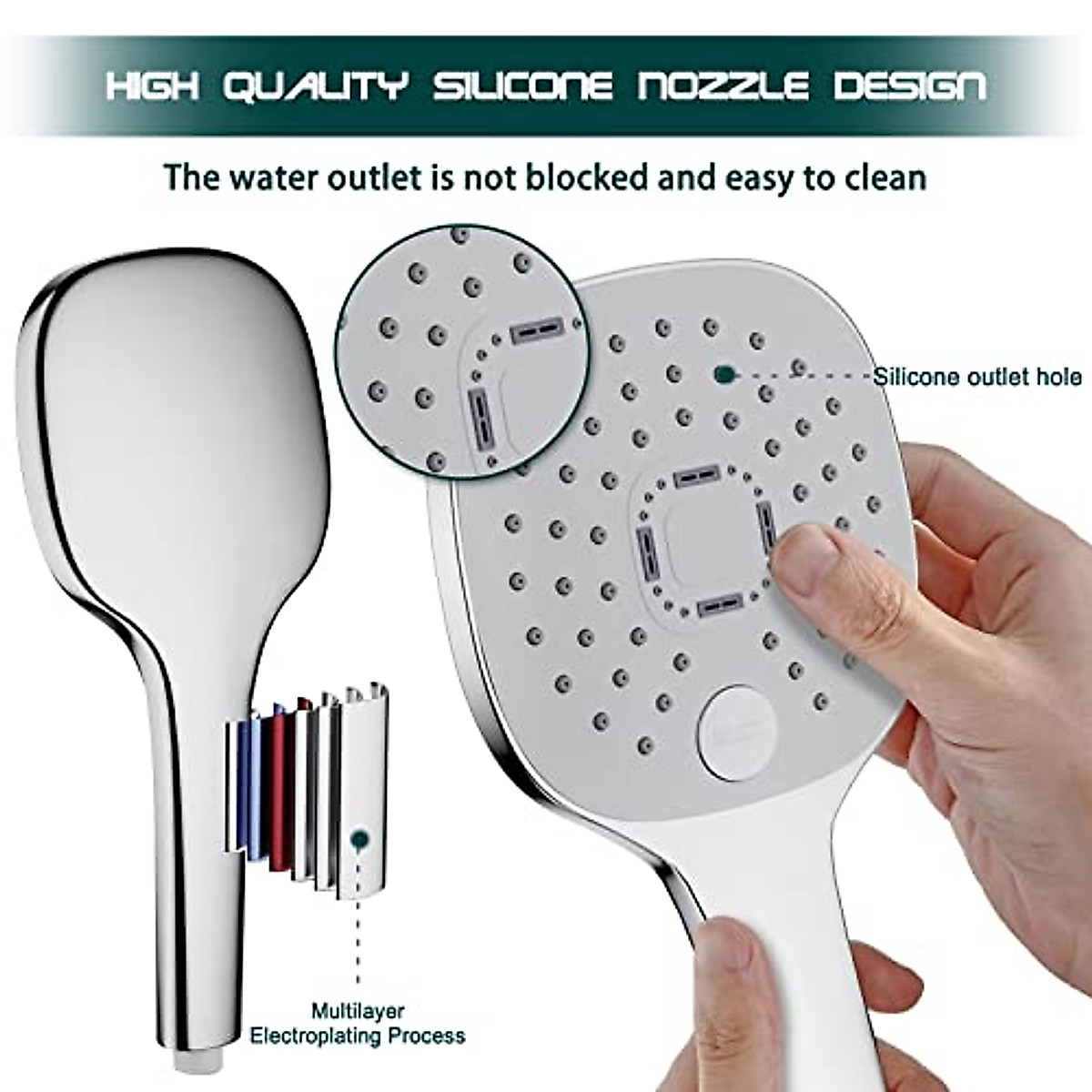 Welan Shower Head with Handheld, 3 Spray Modes High Pressure Shower Heads with Hose , High Flow Hand Held Rain Showerhead with Stainless Steel Hose