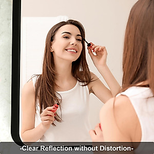 PILOCOS 36 x 30 Inch Black Bathroom Mirrors for Vanity, Wall Mounted Mirror Rectangle Mirror Matte Black Framed Bathroom Mirror with Aluminum Alloy Ribbed Texture Metal Frame (Horizontal/Vertical)