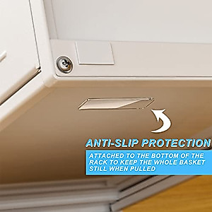 Stackable Sliding Utensils Basket Organization and Storage, Pull-able Under Cabinet Storage, Large Under Sink Organizer Drawer with Shelves for Dishes, Bowls, Seasoning Canisters and Cups(23.5''L)