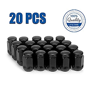 GAsupply Black Lug Nuts, 1/2-20 Closed End Bulge Acorn Lug Nuts 3/4 inch 19mm Hex 1.38 inch Tall 60 Degree Conical Seat