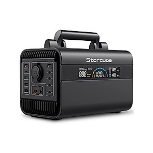 Portable Power Station 600W, STORCUBE Solar Generator 577Wh with 3 AC Outlet, PD 100W Output, Lithium Battery Backup, Solar Powered Generators for Camping Outdoor Home Emergency (1000W Surge)