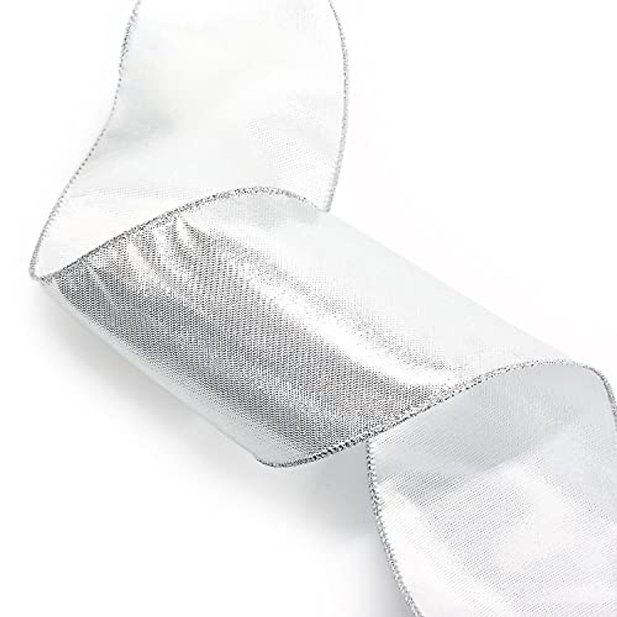 CT CRAFT LLC Silver Metallic Wired Ribbon 4 inch x 10 Yards for Christmas Home Decor Tree Topper Bow Gift Wrapping DIY Crafts Wreath Garland Wedding