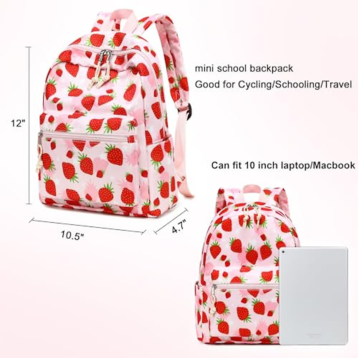 Women Girls Mini Backpack Teens Cute Small Backpack Purse Casual Travel School Bag (Strawberry)