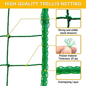 Garden Trellis Netting for Climbing Plants Outdoor, 6.6x16.4 FT Plant Netting for Cucumber, Tomato, 27 Strands Trellis Net with 4x4 Inch Mesh as Vegetable Netting for Grape, Bean