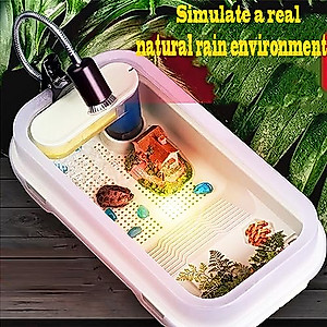Maisseide Small Turtle Aquarium,Turtle Tank Starter Kit(Tank + Light + Filter),Simulate Natural Rain Environment,Turtle Habitat - Multi-Function Areas for Turtles, Crabs, Crayfish, Small Reptiles.