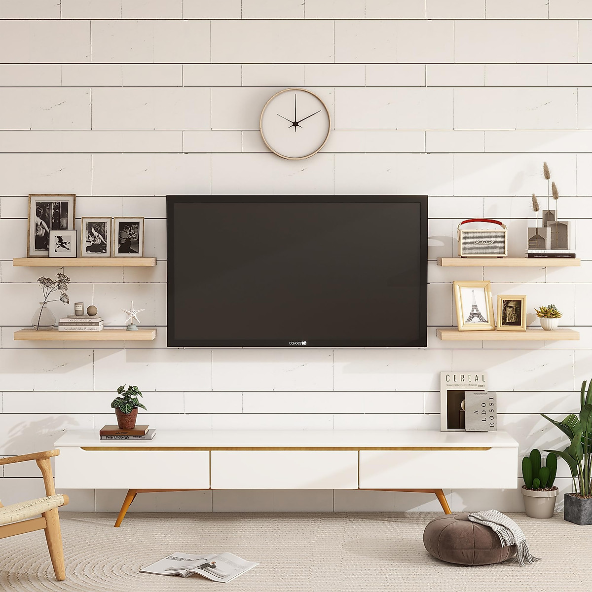 Heimlove Rustic Farmhouse Floating Shelves 24 inch,8 Inch Deep Solid Pine Wood Wall Shelf for Bathroom,Bedroom,Living Room,24" W x 8" D-Set of 2-Unfinished-DIY