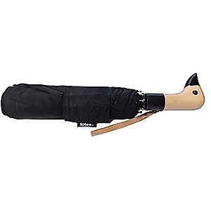 totes Auto Open Neverwet Wooden Duck Handle Umbrella, Color Black ~ 42" Arc