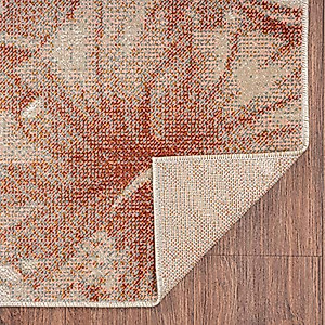 Lr Home Ox Bay Hibiscus Honey Botanical Tropical Woven Area Rug, Cream/Orange, 5'3" x 7'10"