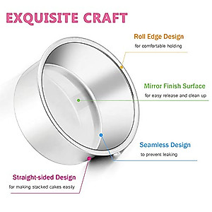 E-far 4 Inch Small Cake Pan Set of 3, Stainless Steel Mini Round Smash Cake Baking Pans, Non-Toxic & Healthy, Mirror Finish & Dishwasher Safe