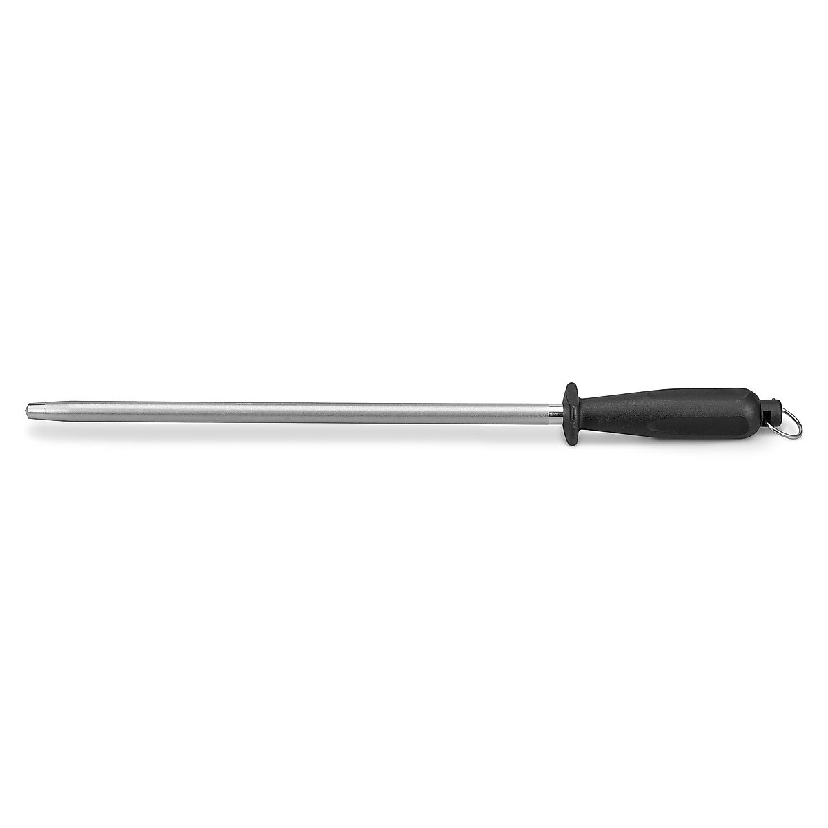Professional Diamond Brushed Steel Black Knife Sharpening Steel, 12 Inch