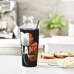 VKKOEWL Ireland Shamrock Flag Stainless Steel Insulated Tumbler 20 Oz Travel Water Bottle Coffee Mug Drink Cup With Lid Straw