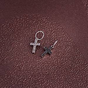 Shweta Creations 0.06 Cttw Black Diamond Religious Dainty Cross Pendant For Women|925 Silver|Christmas Gift