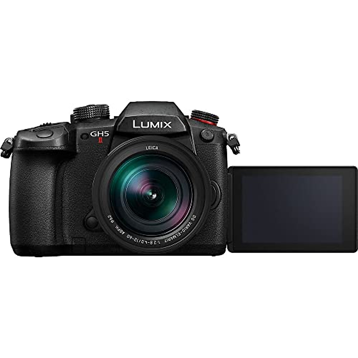 Panasonic Lumix GH5 II Mirrorless Camera with 12-60mm Lens (DC-GH5M2LK) + Sony 64GB Tough SD Card + Filter Kit + Wide Angle Lens + Telephoto Lens + Lens Hood + Charger + Card Reader + More (Renewed)