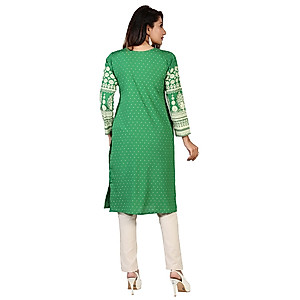 Plus Size Indian Kurtas for Women Long Kurti Tunic Tops (Green, 7XL)