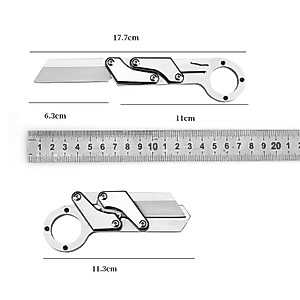 Unique Folding Pocket Knife, Stainless Steel 7 inch Survival Tactical Knife, Rescue EDC Hand Tools with Pocket Clip, Knife for Men