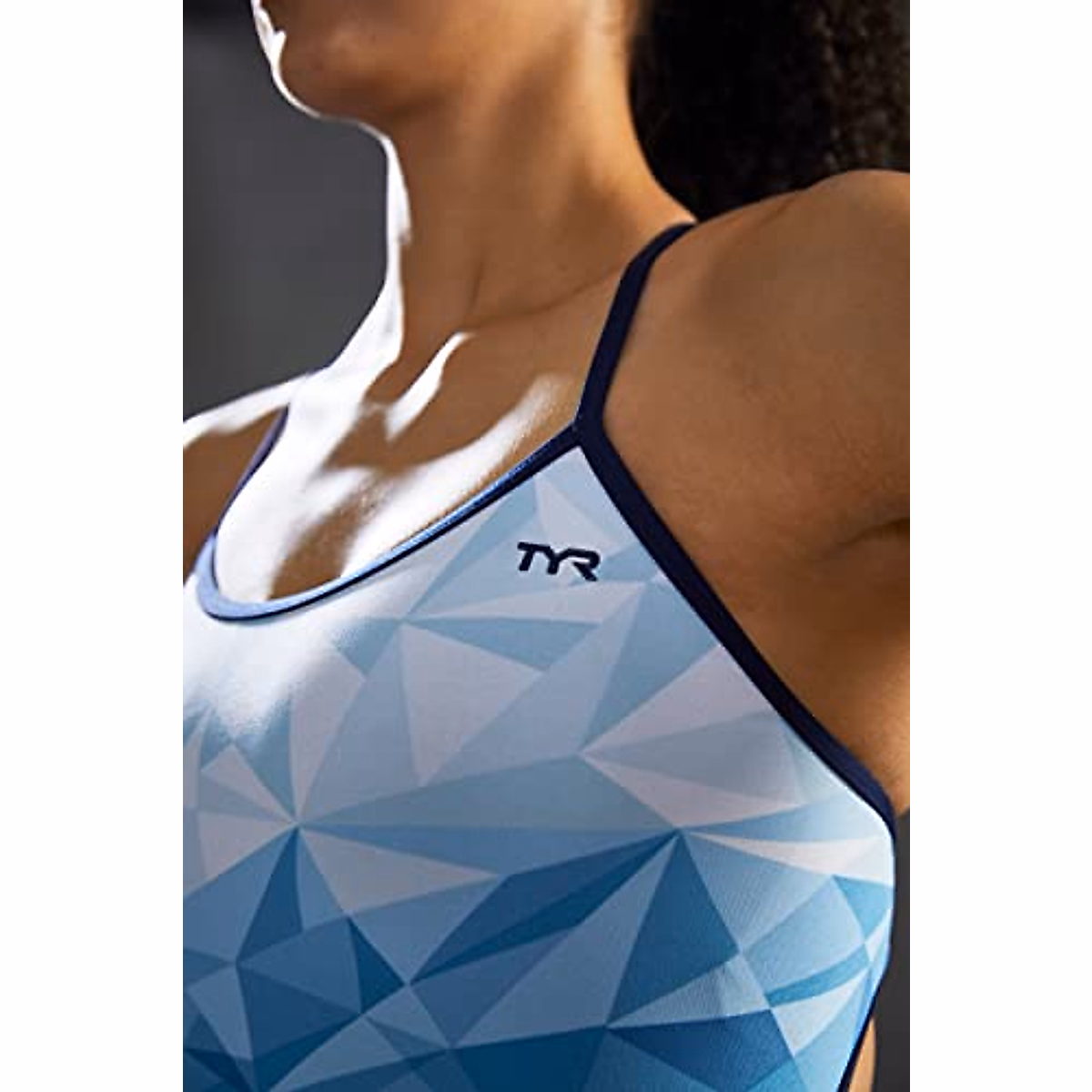 TYR Women's Standard Durafast Elite Trinityfit Swimsuit, Blue/White, 34