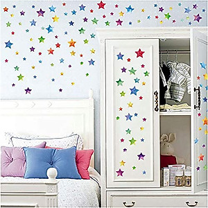 QISHENG Wall Stickers for Bedroom Living Room, Starts Wall Decals for Kids Boys and Girls Multicolor Easy to Peel&Stick Removable Safe for Wall(67 Decals)