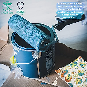 HOMLT Activated Bamboo Charcoal Air Purifying Bags (200g x4)- Natural Kids and Pet-Friendly Air Purifier, Deodorizer, Dehumidifier -Odor Eliminator, Moisture Absorber, Freshener for Home & Car (Ocean)