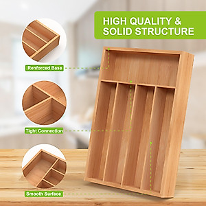 Unibambou Bamboo Utensil Drawer Organizer, Silverware Tray Organizer, Kitchen Drawer Organizer for Flatware Cutlery, Silverware Tray for Drawer (Natural)