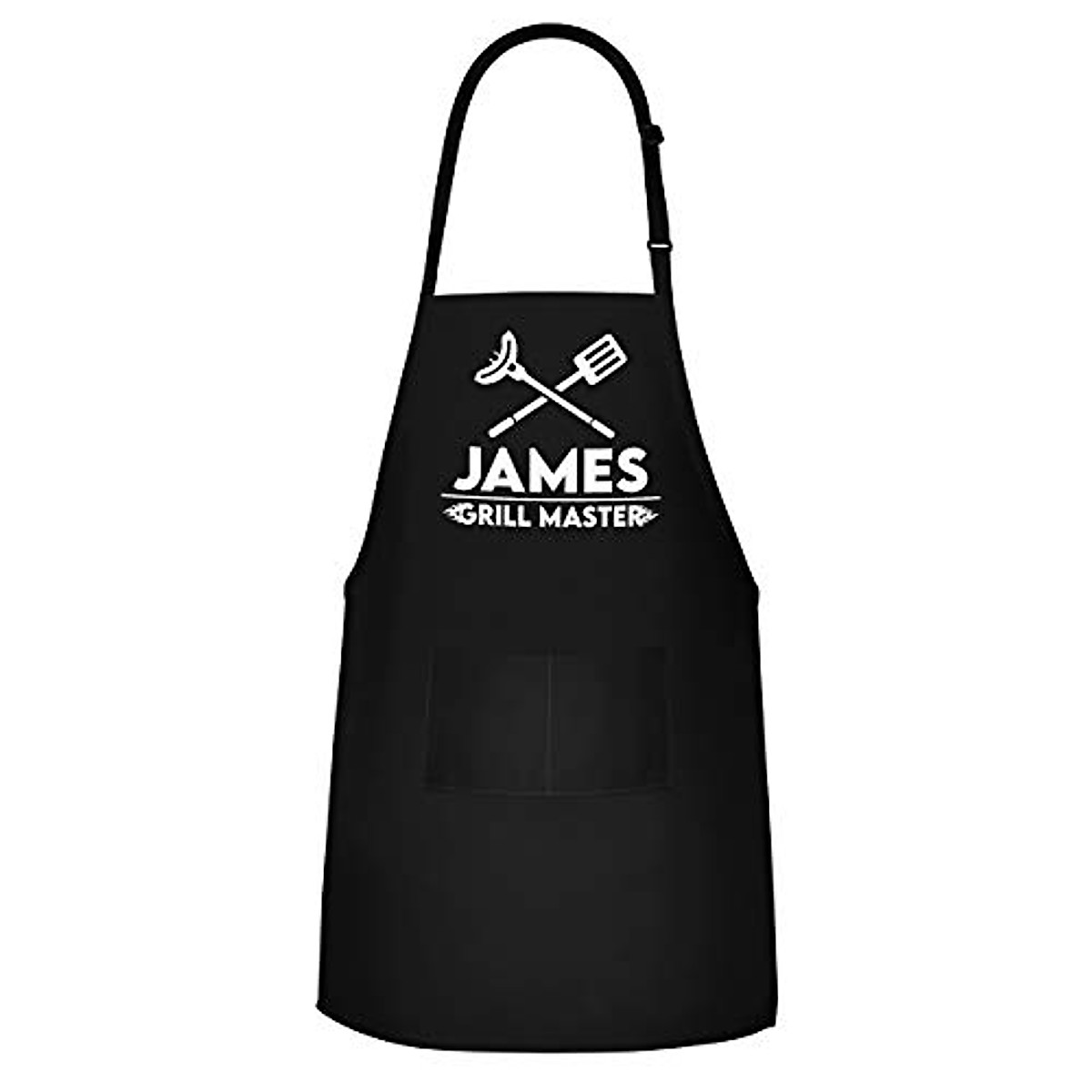 Apron For Men - Customized With Name, Grill Master - Personalized Gift For Dad - Adjustable Size Fits M-3XL - BBQ Apron with 2 Pockets - Grill Gift for Men (GrillMaster Design)