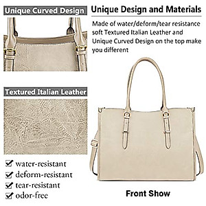 Laptop Bag for Women 15.6 Inch Waterproof Lightweight Leather Laptop Tote Bag Womens Professional Business Office Work Bag Briefcase Large Computer Bag Shoulder Handbag Beige