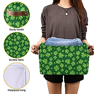 Dark Green Clover St Patrick's Day Square Storage Basket Storage Bins Canvas Storage Organizer Closet Shelf Organizer for Home Office, 1 Pc