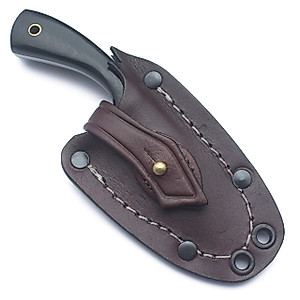 GCS Handmade Skinning and Tactical Knife with Full Tang Black Micarta Handle, Leather Sheath, Right Hand Cross Draw & Right Hand Vertical Carry- GCS 270