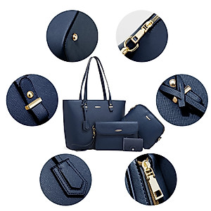 Handbags for Women Large Tote Shoulder Bags Top Handle Satchel Purses Wallet Crossbody Bag set 4pcs
