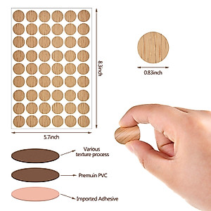 Tenare 648 Pieces Adhesive Screw Hole Cover Stickers Wood Grain Furniture Stickers 12 Colors Waterproof Screw PVC Cover Caps for Wall Cabinets Desk Repairing(Chic Style)
