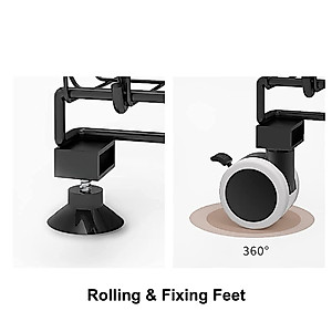 FANWU 5 Tier Fruit Basket Stand, and Vegetable Storage Cart, Wire with Wheels, Metal Stackable Snack Organizer, Potatoes Onions Produce Bins Rack for Kitchen, Pantry (Black-5-Tier Baskets)