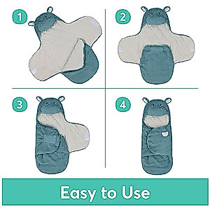 GUND Baby Oh So Snuggly Hippo Blanket Wrap, Plush Hooded Baby Blanket Wrap for Newborns, Blue/Cream, 26”