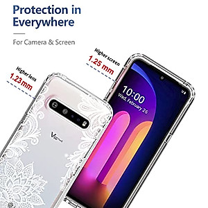 Tothedu Phone Case for LG V60 ThinQ 5G Case/LG V60/LM-V600 Case with Tempered-Glass Screen Protector, Cute Clear Mandala Pattern Full Body Protective Cover Cases for LG V60 ThinQ (Mandala)