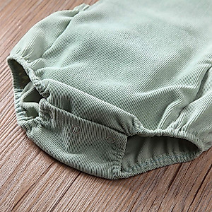 TSEXIEFOOFU Newborn Baby Boy Girl Cotton Line Sleeveless Straps Bodysuit Romper Jumpsuit Outfits Long Sleeve Clothes (Corduroy-Green, 0-3 Months)
