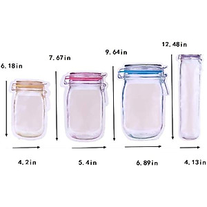 50PCS 6×4.2inch Mason Jar Pattern Food Storage Bag Reusable Stand Up Smell Proof Ziplock Bags Snack Saver Container Package Bag Frosted Pouches