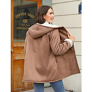 HEEKPEK Women Hoodies Fleece Jackets Soft Fuzzy Long Hoodie Sweatshirt Casual Sherpa Hoodies Horn Button Coats Winter