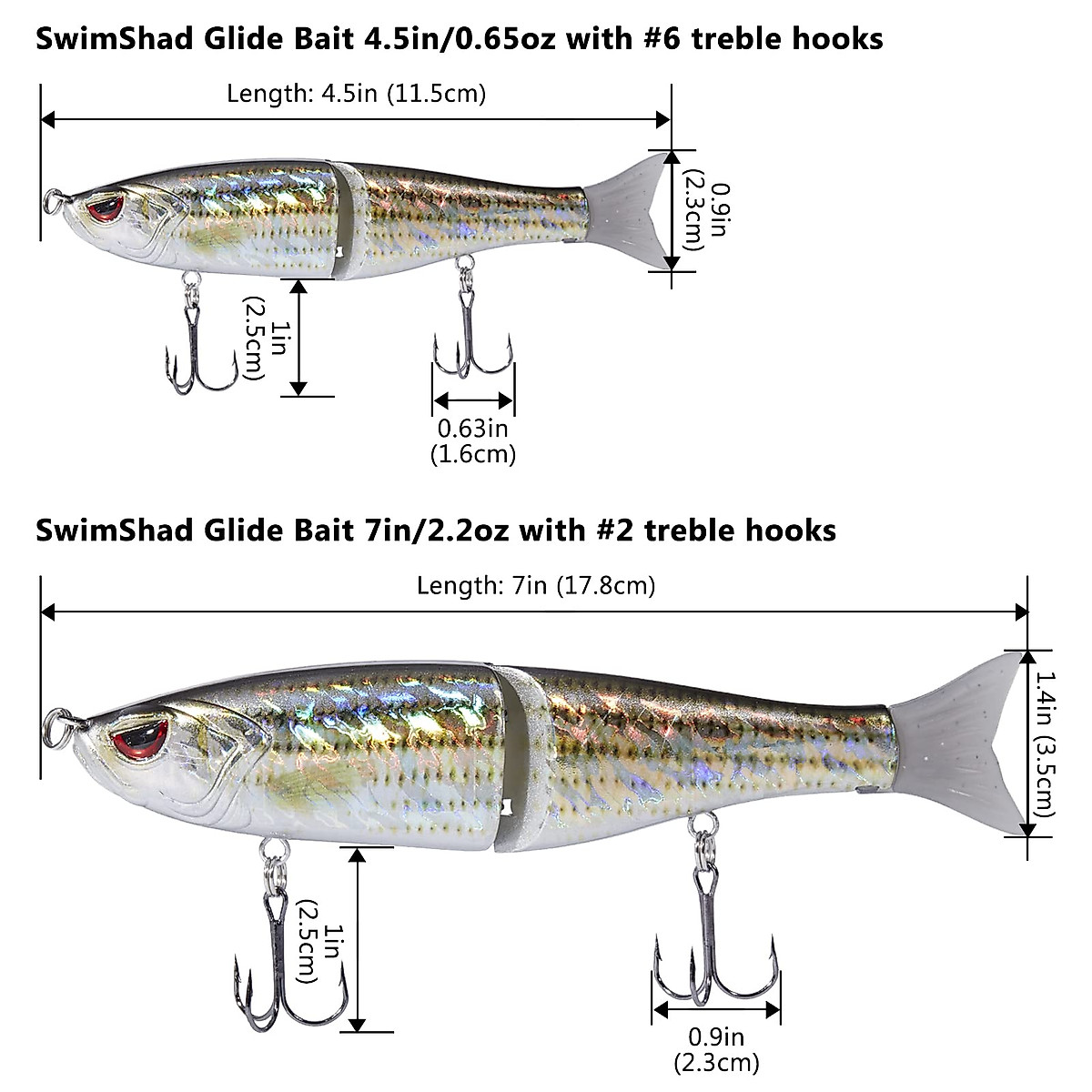 Bassdash SwimShad Glide Baits Jointed Swimbait Bass Pike Salmon Trout Muskie Fishing Lure