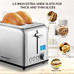 REDMOND Personal Blender & Toaster 2 Slice with LED Digital Countdown Timer Display