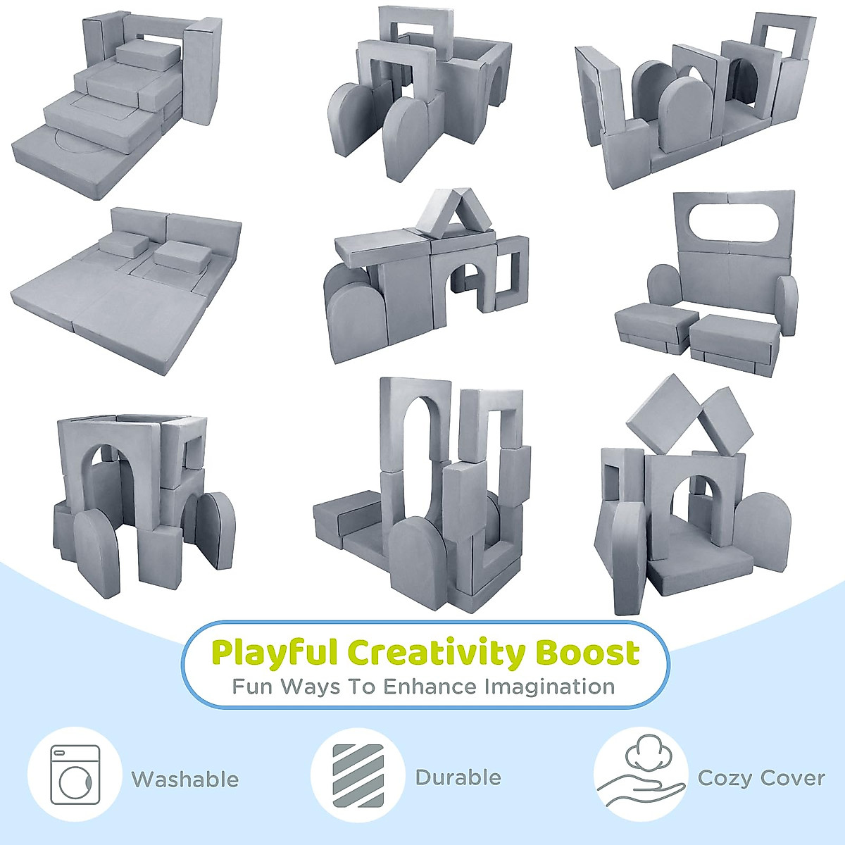 11pcs Kids Couch, Premium Toddler Couch for Child Teens, Play Couch for Bedroom Playroom Toy Living Room, Prefect Gift for Creative Girls and Boys