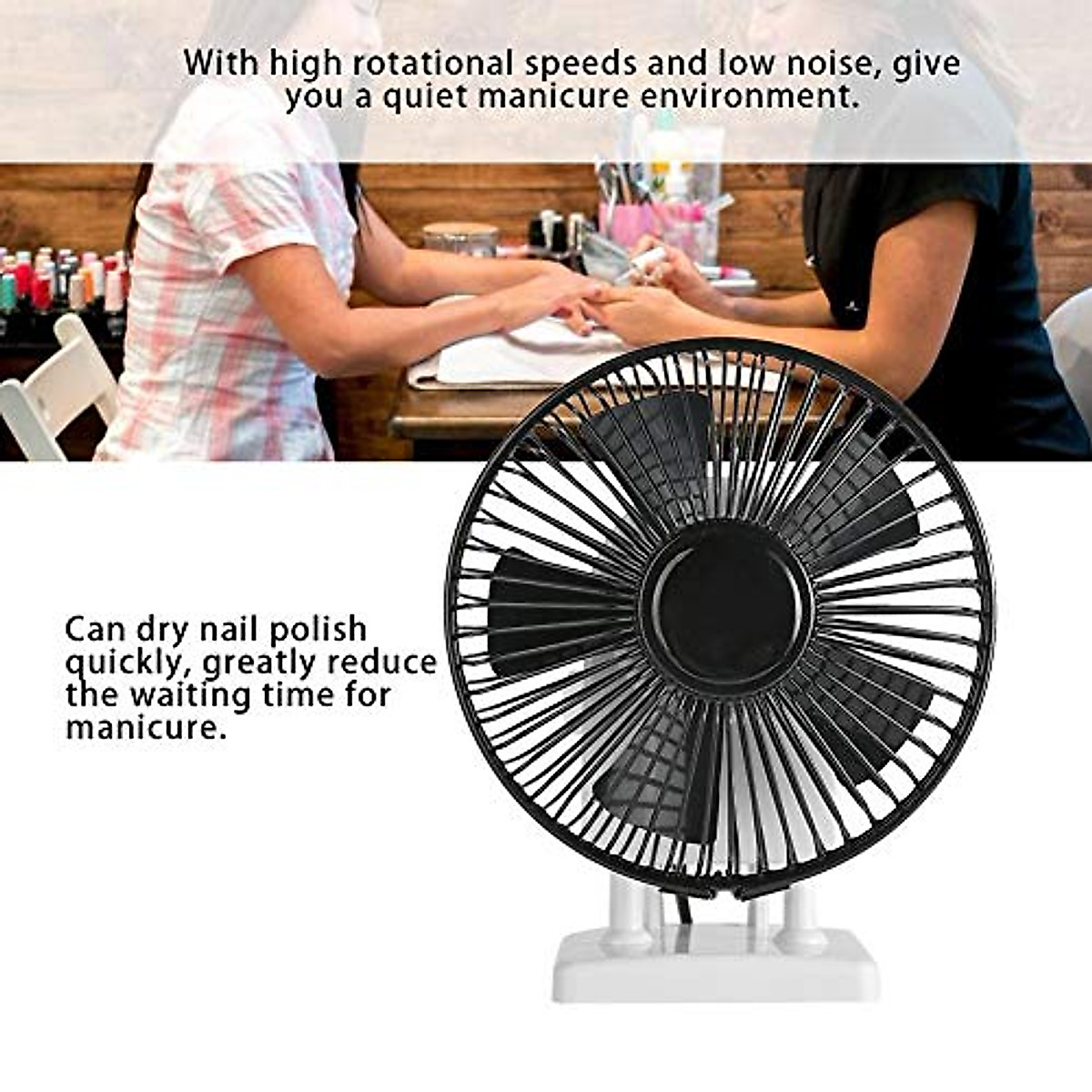 13W Mini Electric Fan Table Desk Big Wind Manicure Fan Dryer Manicure Tool, Two Gears Adjustable Rotating Fans, Mini Desktop Manicure Mute High Wind Table Fan
