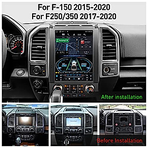 YULU E10 Plus Car Radio 12.1 Inch Stereo for F150 2015 to 2020 and F250 F350 F450 2017 to 2021 Android 10.0 GPS Navigation Wireless Carplay 5G WiFi SiriusXM, New Upgrade! 6G+64G AUX/Fiber Optic Out