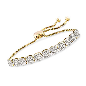Ross-Simons 2.00 ct. t.w. Diamond Cluster Bolo Bracelet in 18kt Gold Over Sterling