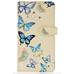 Shag Wear Butterflies Large Wallet for Women 7" Beige
