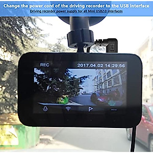 PASOW Mini USB Charging Cable USB 2.0 A-Male to Mini-B Car Vehicle Power Charger Adapter Cord for Dash Cam Rearview Mirror Cam Backup Camera (11.5FT, Right Angle)