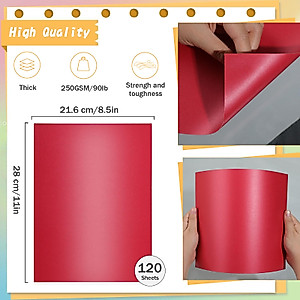 120 Sheets Red Shimmer Cardstock 8.5 x 11 Inch Metallic Paper, 250gsm/92lb Double Sided Card Stock Pearlescent Paper for Invitations, Certificates, Crafts, DIY Cards